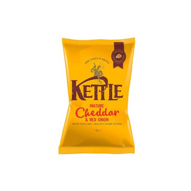 Kettle Mature Cheddar & Red Onion Chips 18 x 40g Box